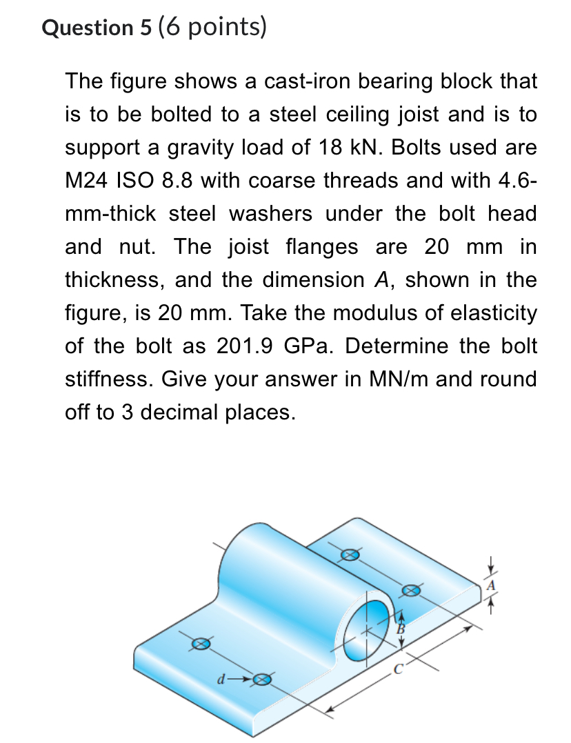 Solved Question 5 (6 ﻿points)The figure shows a cast-iron | Chegg.com