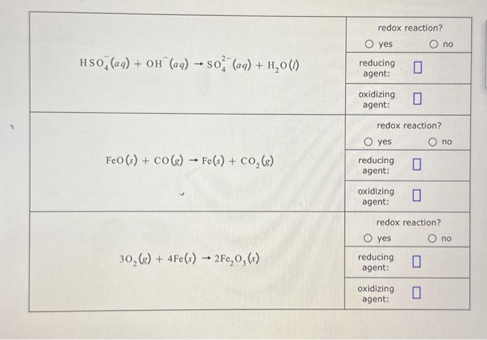 Solved Decide Whether Each Chemical Reaction In The Table