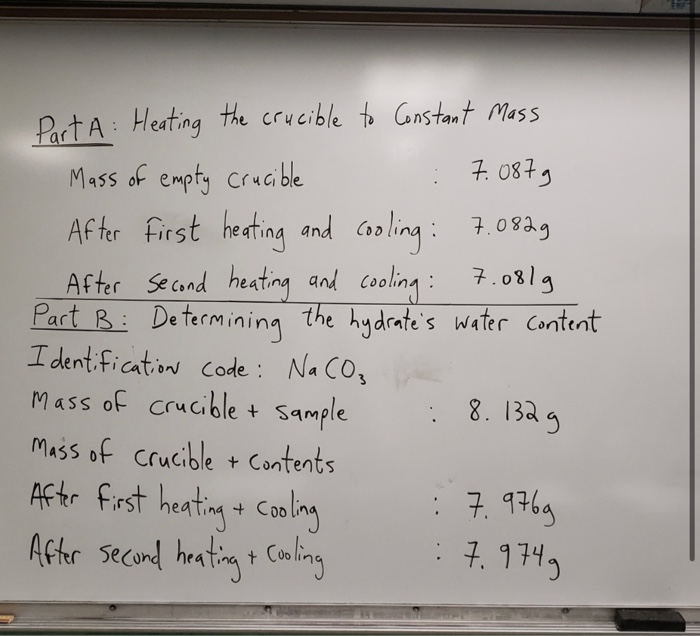 Solved Part A Heating the crucible to Constant mass Mass of | Chegg.com