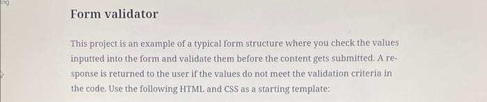 Solved Form validator This project is an example of a | Chegg.com