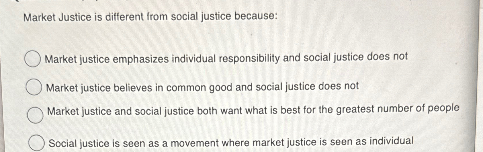 Solved Market Justice is different from social justice | Chegg.com