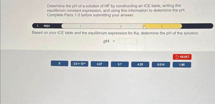 Solved Determine the pH of a solution of HF by constructing | Chegg.com