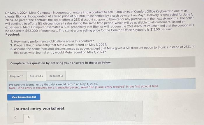 Solved On May 1, 2024, Meta Computer, Incorporated, enters | Chegg.com
