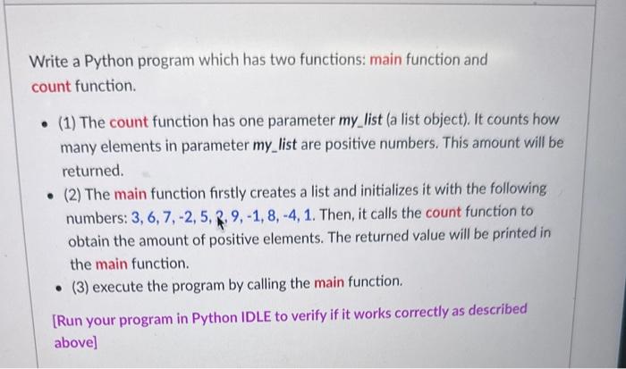 Solved Write a Python program which has two functions: main | Chegg.com