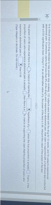 Solved In a clinical trual of a drug intended to help people | Chegg.com