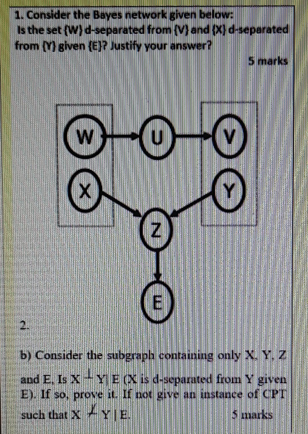 Solved 1. Consider the Bayes network given below: is the set | Chegg.com