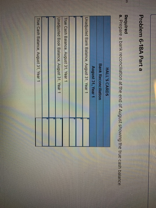 Solved Problem 6-18A Part a Required a. Prepare a bank | Chegg.com