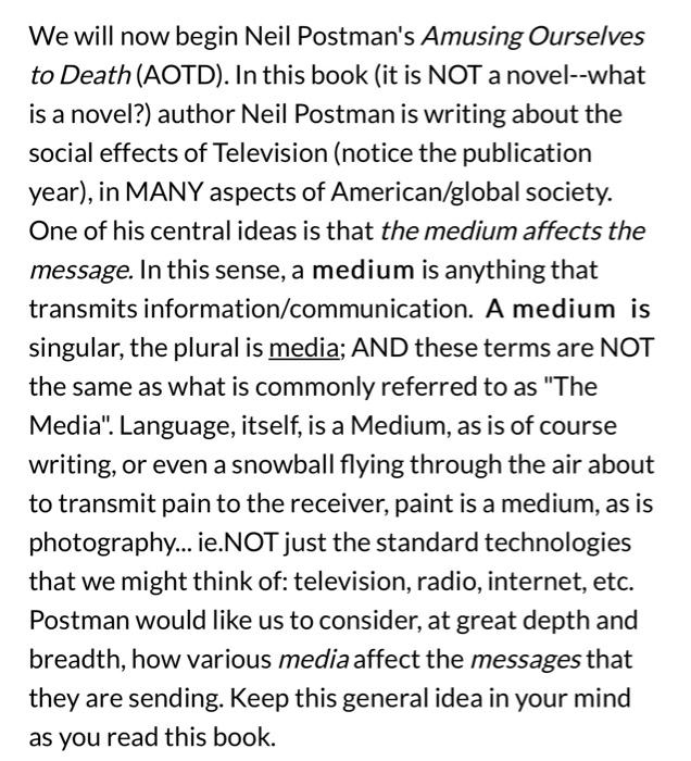 Solved The first assignment associated with AOTD is to think | Chegg.com