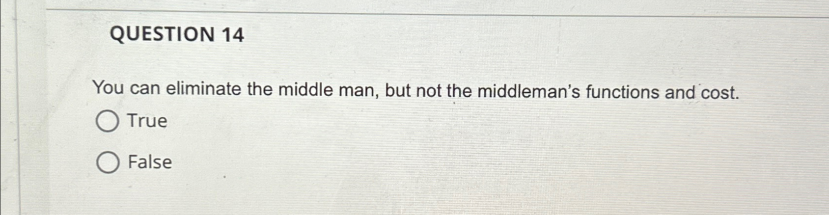 Solved QUESTION 14You can eliminate the middle man, but not | Chegg.com
