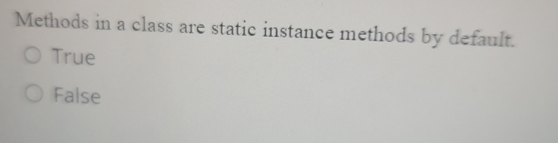 Solved Methods in a class are static instance methods by | Chegg.com