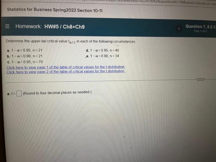Solved Statistics for Business Spring2022 Section 10-11 | Chegg.com