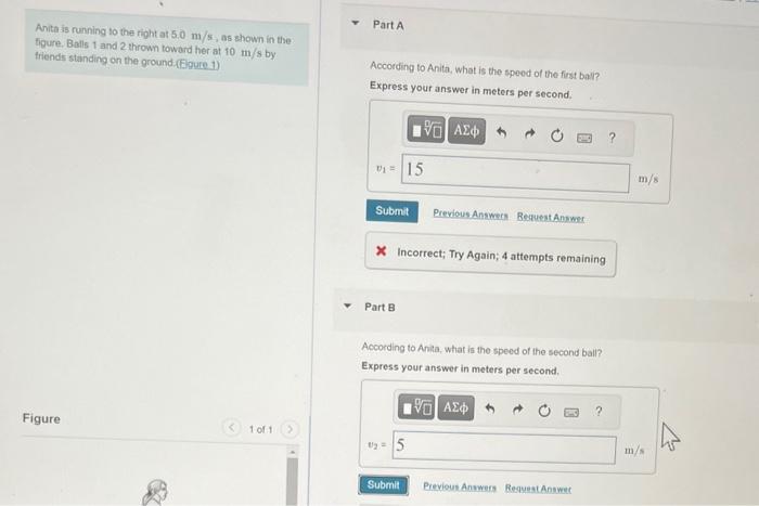 Solved Part A foure Bats tand the the 5.0 m/s, as shown in | Chegg.com