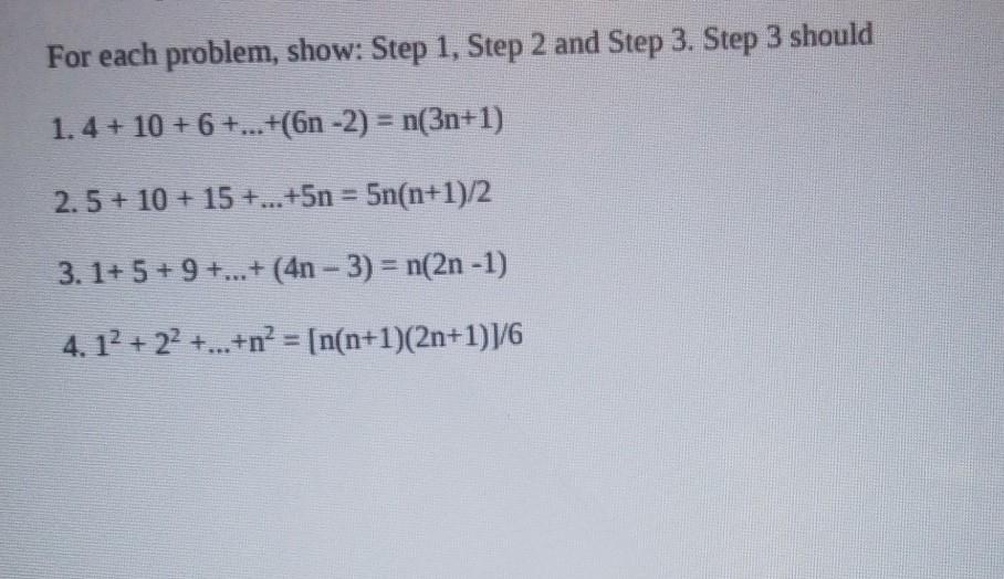 Solved For each problem, show: Step 1, Step 2 and Step 3. | Chegg.com
