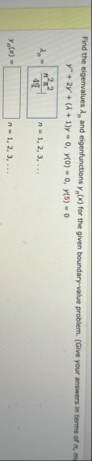 Solved Find the eigenvalues λn ﻿and eigenfunctions yn(x) | Chegg.com
