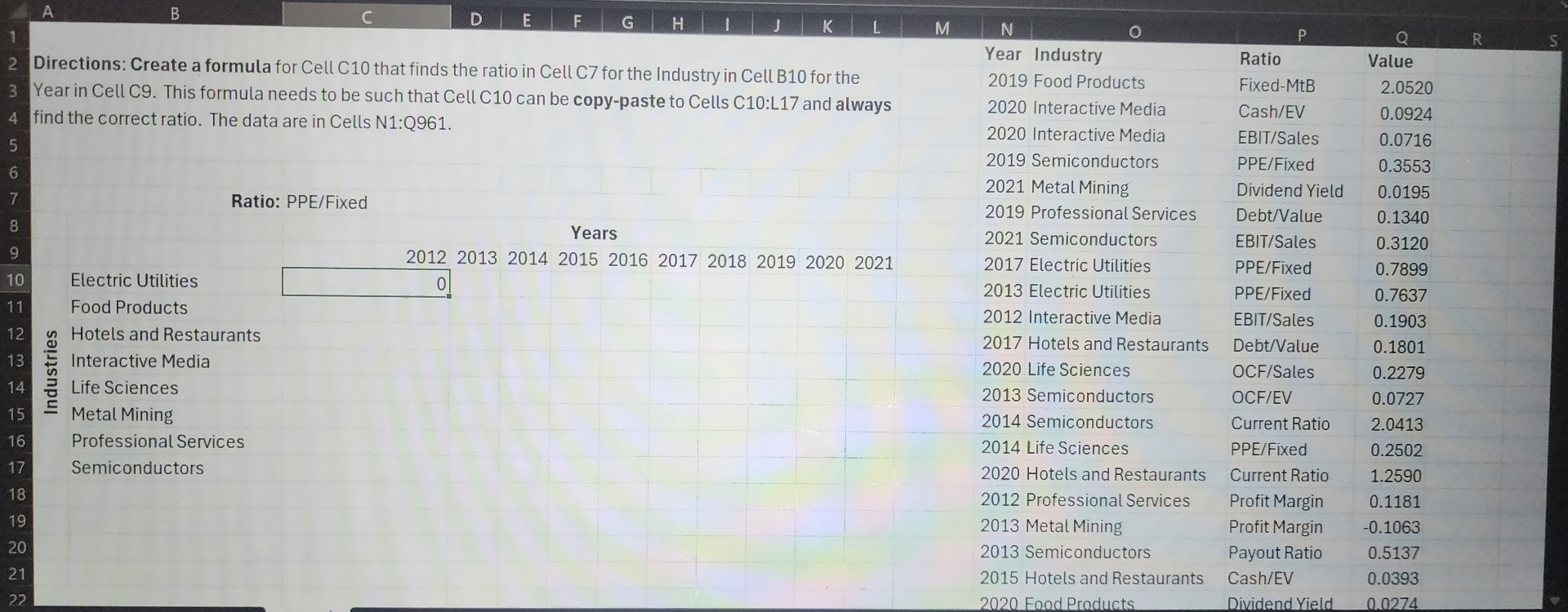 Solved Directions: Create a formula for Cell C10 ﻿that finds | Chegg.com
