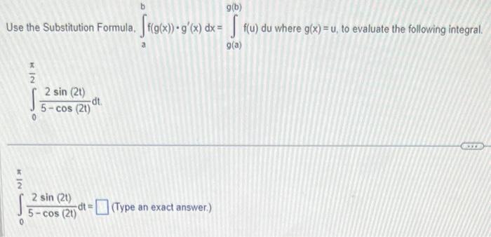 Solved Use the Substitution Formula, | Chegg.com
