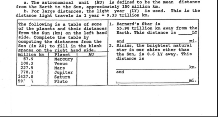 Solved LY a. The astronomical unit (AU) is defined to be the | Chegg.com