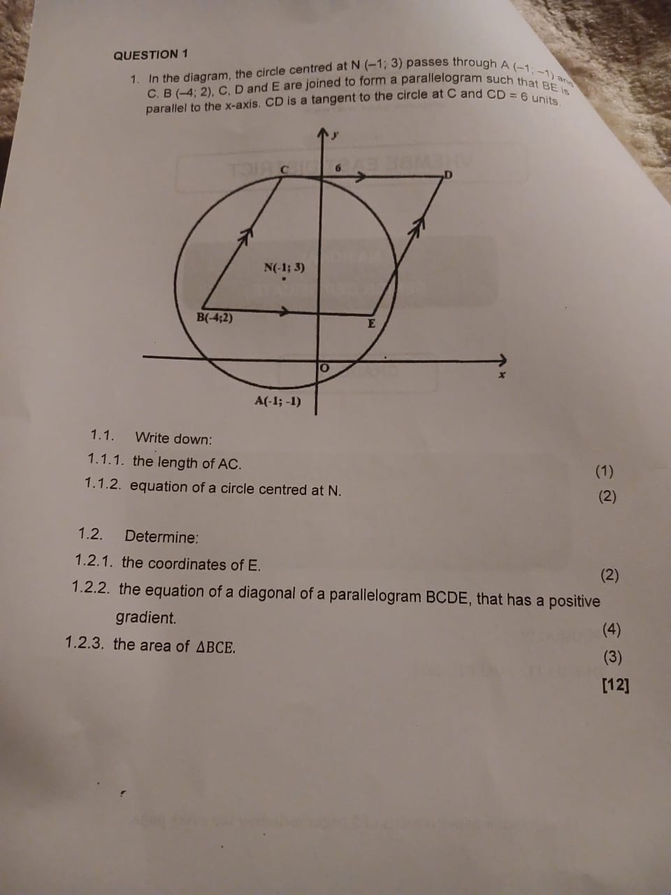 Solved QUESTION 1In the diagram, the circle centred at | Chegg.com