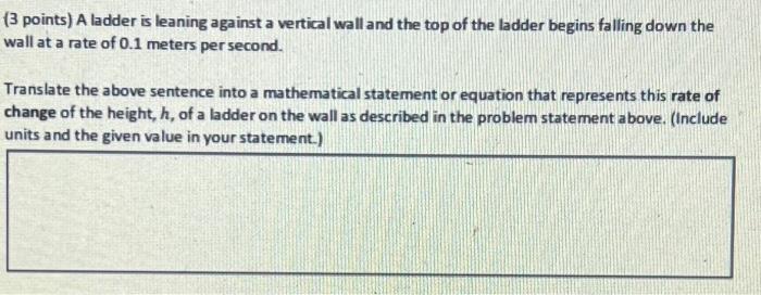 Solved (3 points) A ladder is leaning against a vertical | Chegg.com