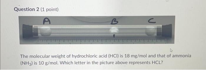 Solved Question 2 (1 point) A B 4 The molecular weight of | Chegg.com