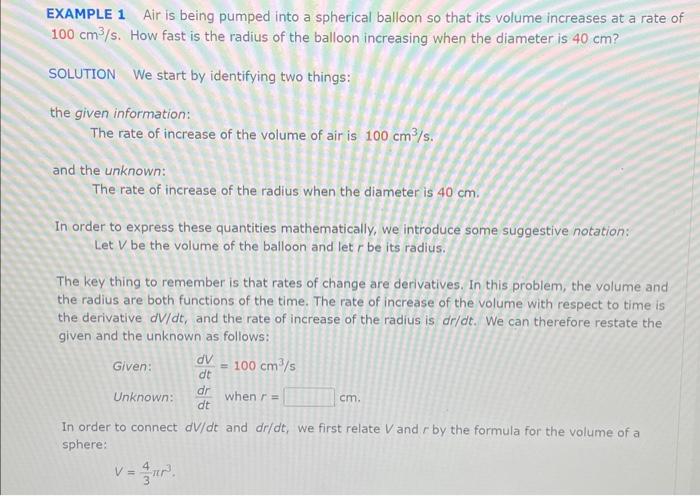 Solved EXAMPLE 1 Air is being pumped into a spherical | Chegg.com