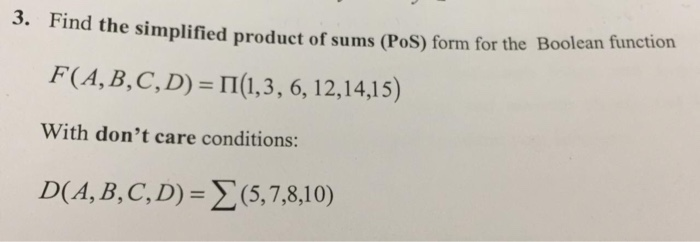 Solved 3. Find the simplified product of sum une simplified | Chegg.com