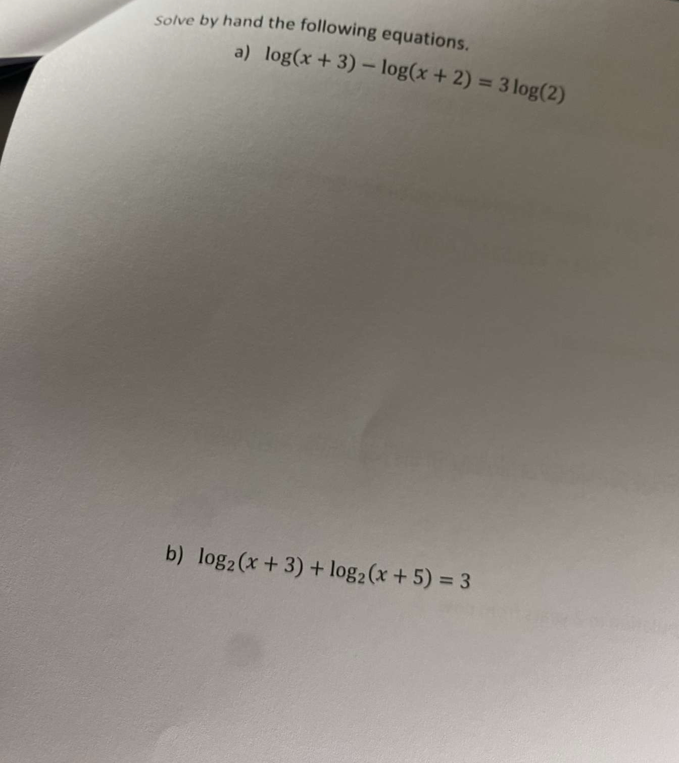 Solved Solve by hand the following | Chegg.com