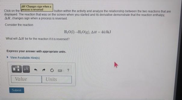 Click the DeltaH is an Extensive Property button | Chegg.com