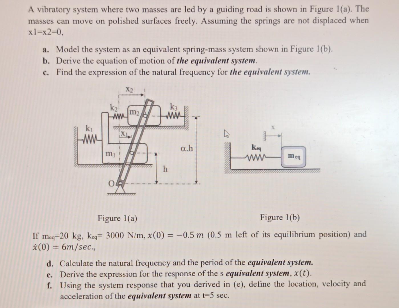 Solved A vibratory system where two masses are led by a | Chegg.com