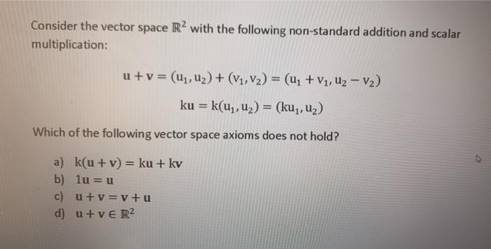 Solved Consider the vector space R2 with the following | Chegg.com