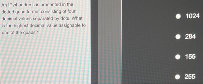 Solved An IPv4 address is presented in the dotted quad | Chegg.com