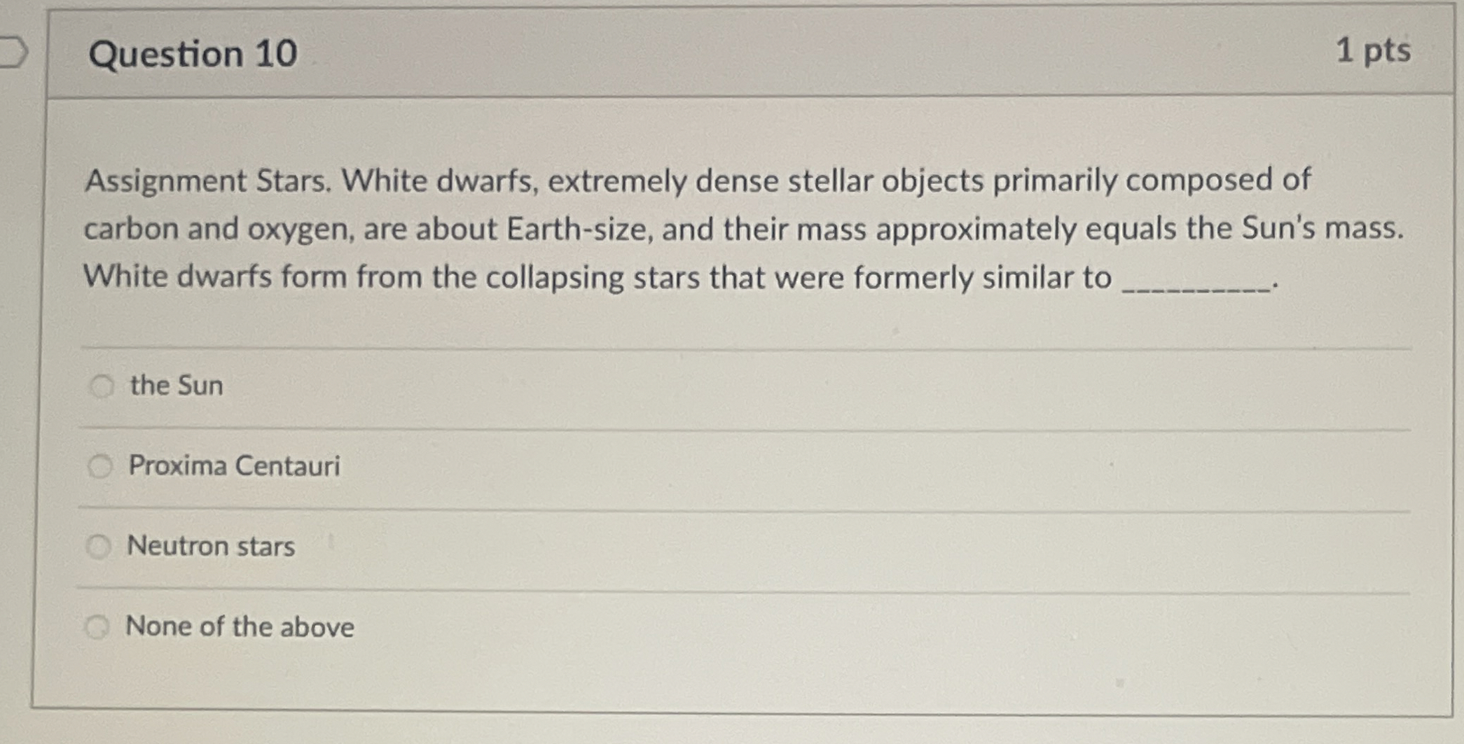 Solved Question 101 ﻿ptsAssignment Stars. White dwarfs, | Chegg.com