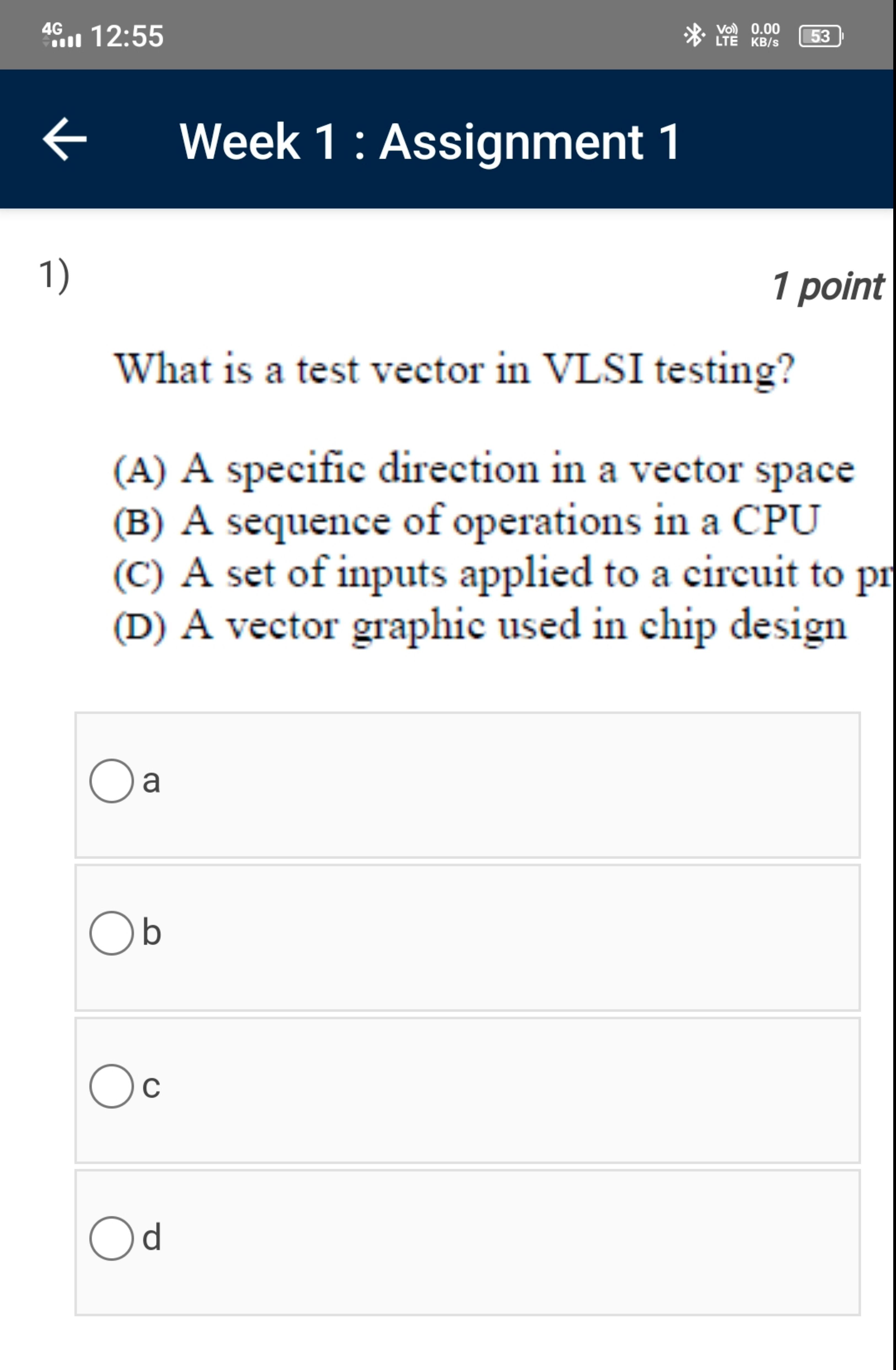 1 ﻿pointWhat is a test vector in VLSI testing?(A) ﻿A | Chegg.com