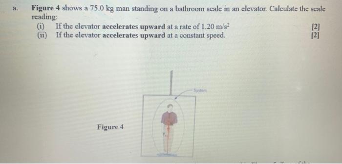 Solved a. Figure 4 shows a 75.0 kg man standing on a | Chegg.com