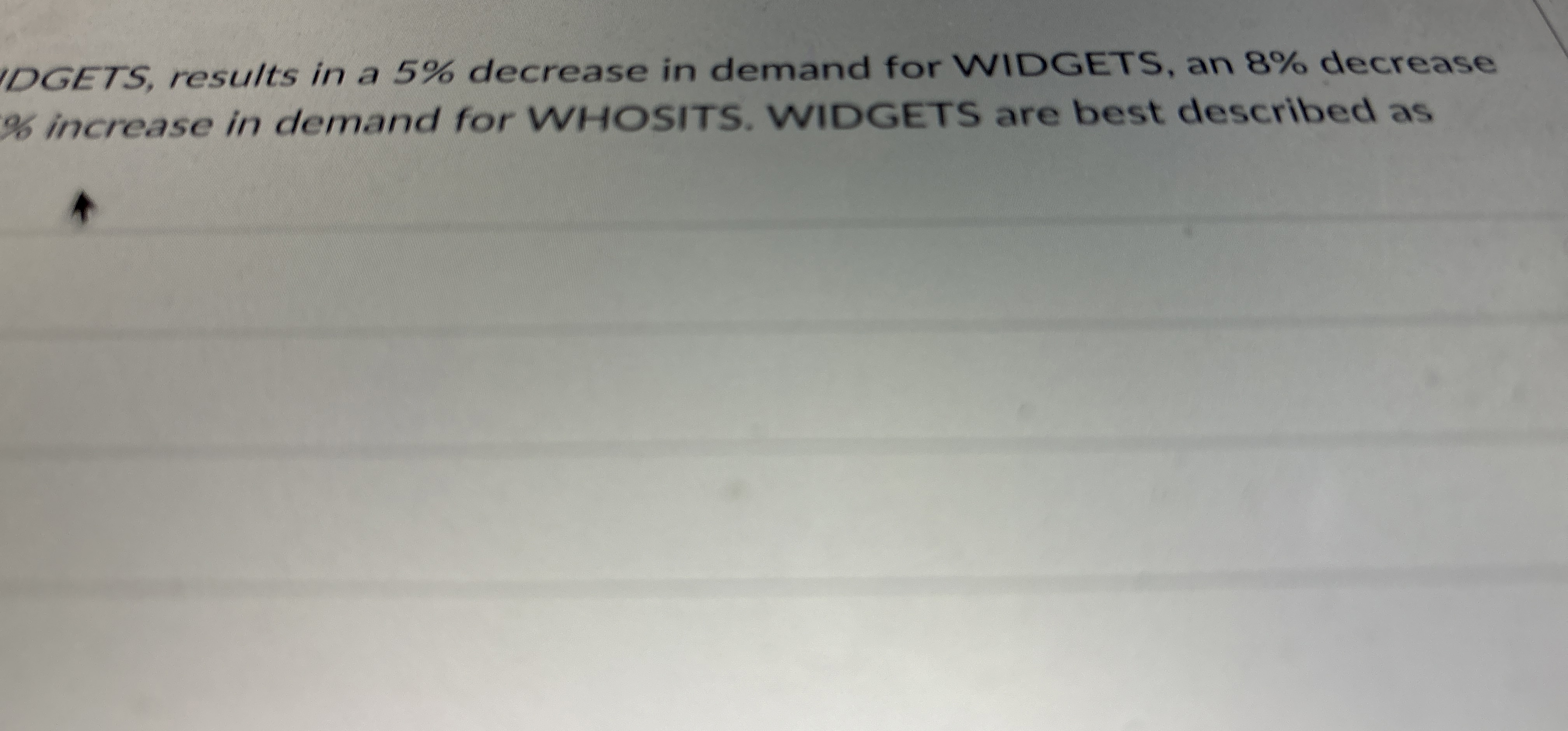 Solved DGETS, results in a 5% ﻿decrease in demand for | Chegg.com