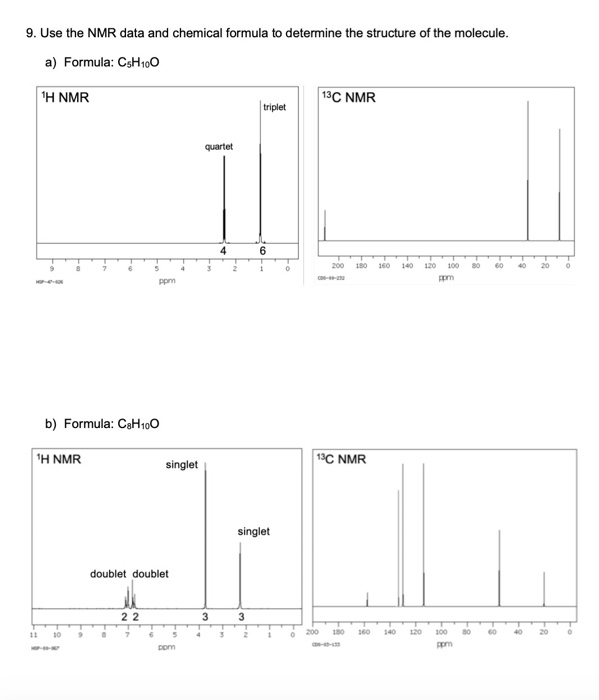 Solved 9. Use the NMR data and chemical formula to determine | Chegg.com