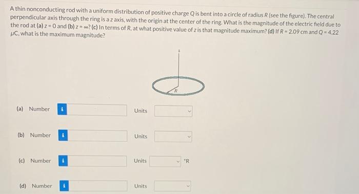 Solved A thin nonconducting rod with a uniform distribution | Chegg.com