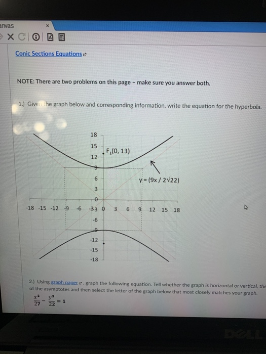 Solved anvas X Conic Sections Equations NOTE: There are two | Chegg.com