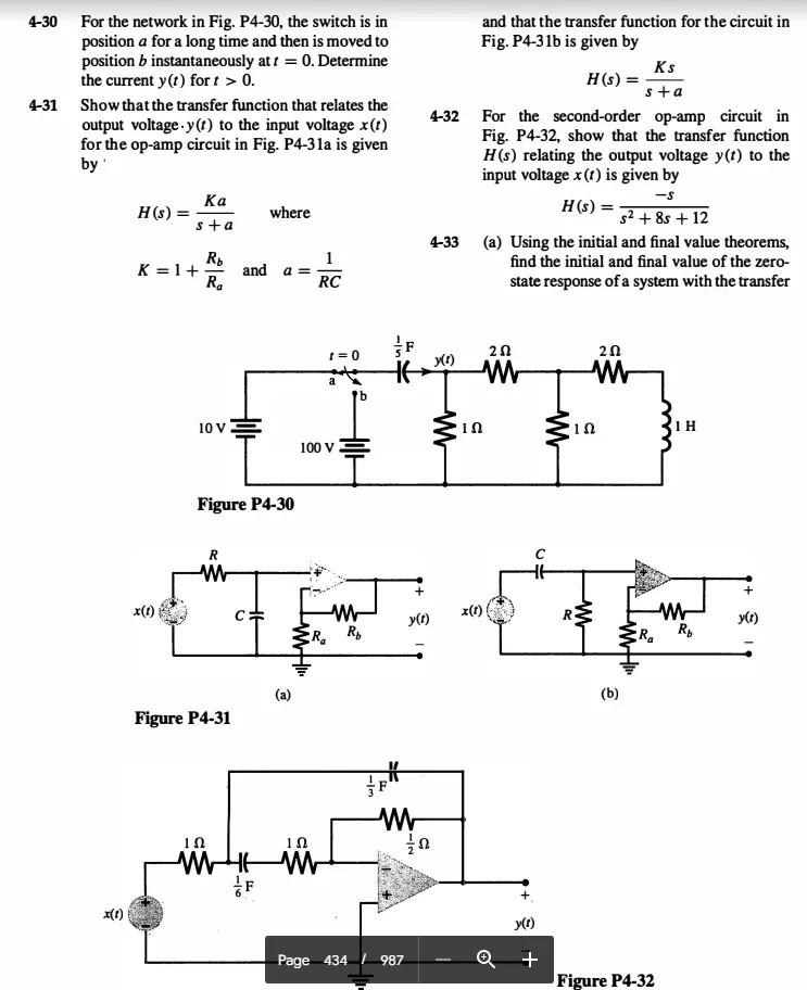 Solved 4-30 For the network in Fig. P4-30, the switch is in | Chegg.com
