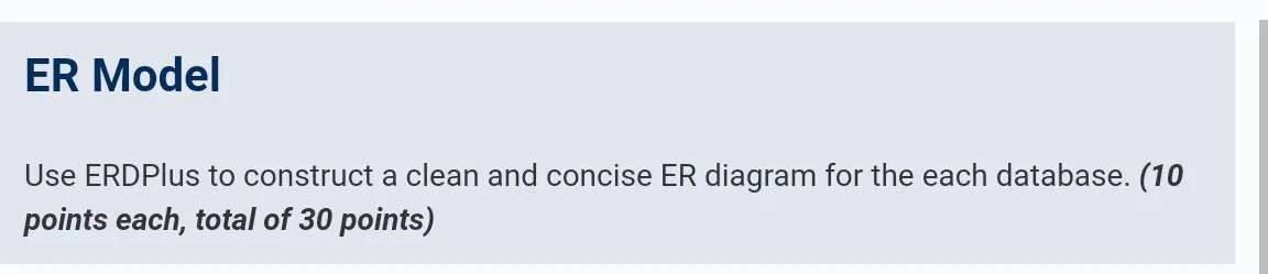 ER Model Use ERDPlus to construct a clean and concise | Chegg.com
