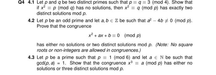 Solved Q4 4.1 Let p and q be two distinct primes such that | Chegg.com