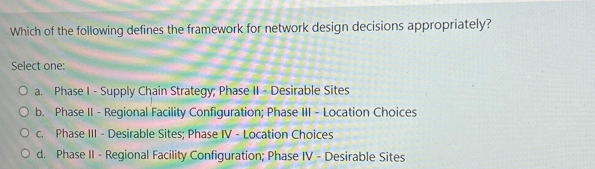 Solved Which of the following defines the framework for | Chegg.com