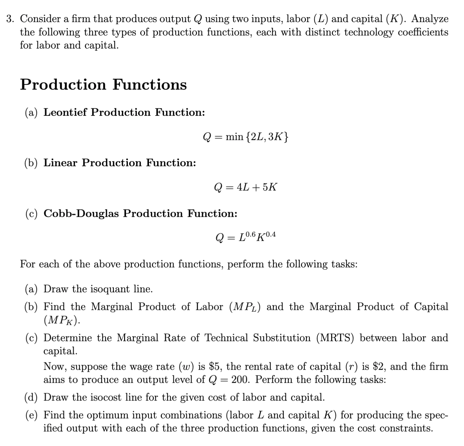 Solved Production Functions(a) ﻿Leontief Production | Chegg.com