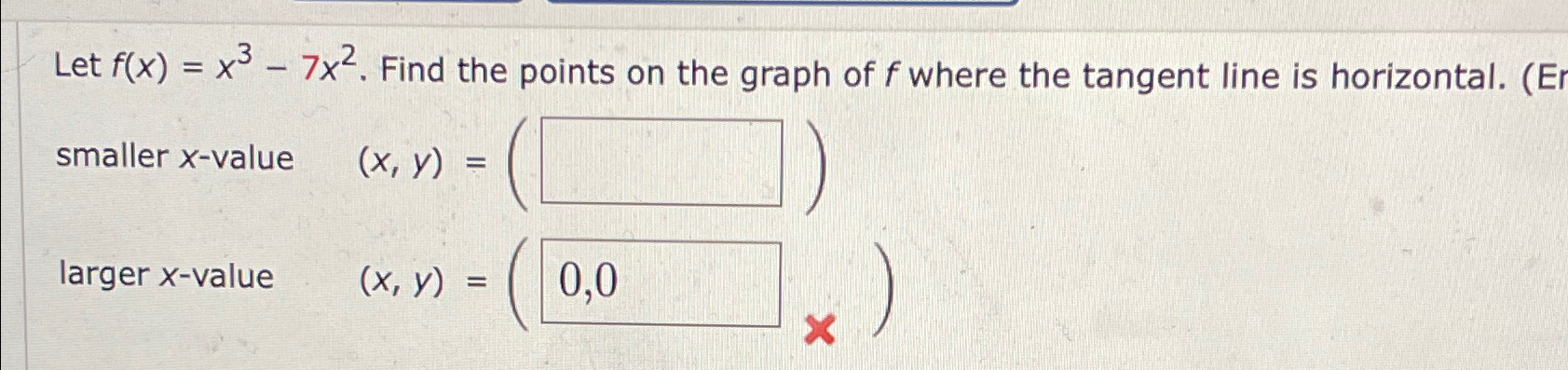 Solved Let f(x)=x3-7x2. ﻿Find the points on the graph of f | Chegg.com
