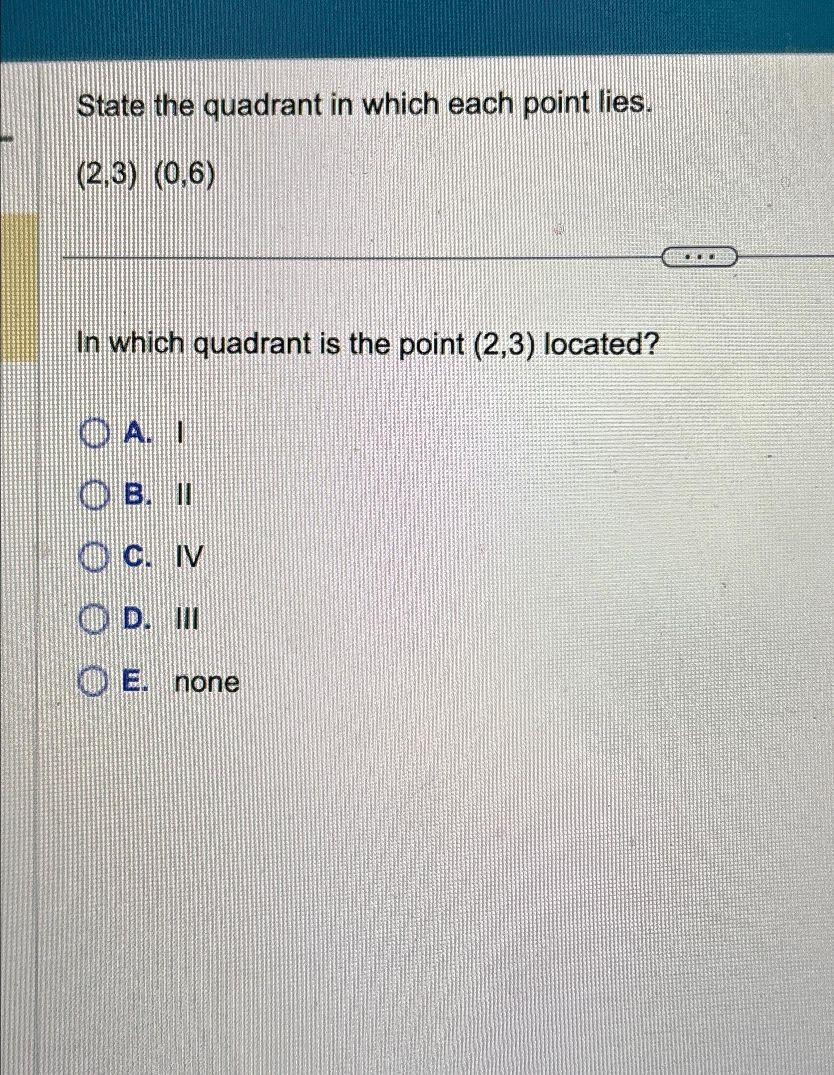 Solved State the quadrant in which each point | Chegg.com