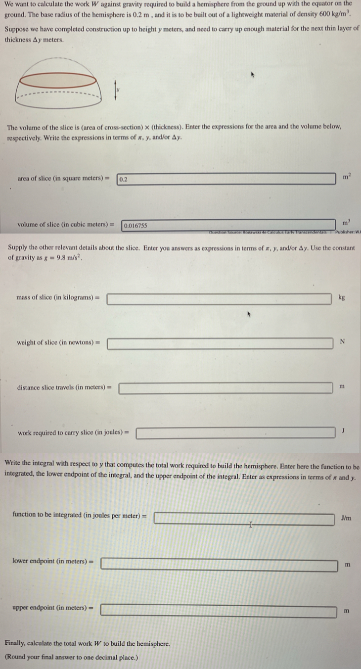 Solved We want to calculate the work W ﻿against gravity | Chegg.com