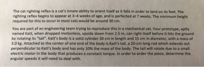 The cat righting reflex is a cat's innate ability to | Chegg.com