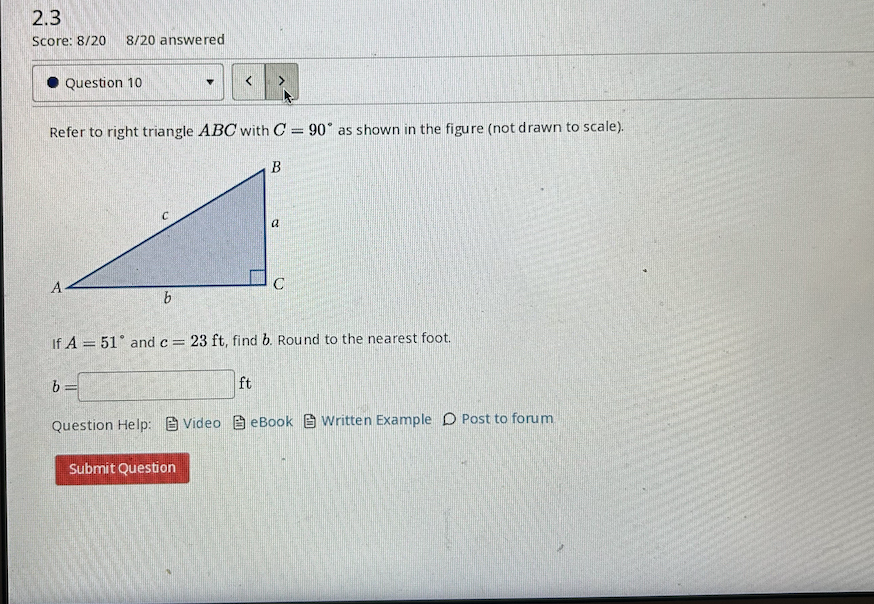 Solved Refer to right triangle ABC with C=90° ﻿as shown in | Chegg.com