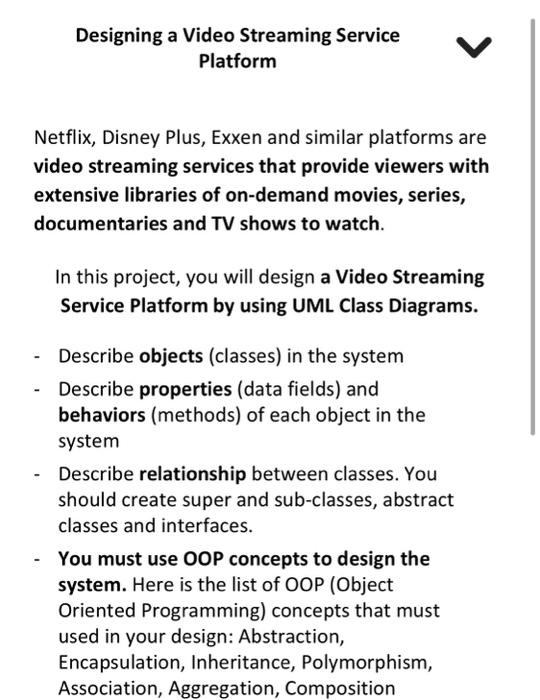 Solved Designing a Video Streaming Service Platform Netflix, | Chegg.com