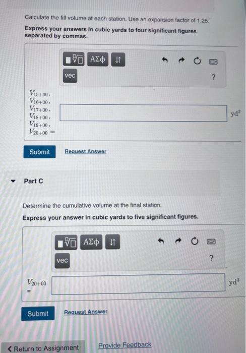 Solved For the data listed below, calculate cut, fill and | Chegg.com